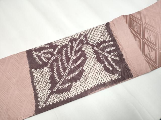 平和屋着物●九寸名古屋帯　絞り　舞葉文　正絹　逸品　CAAY2634hy 平和屋着物○九寸名古屋帯 絞り 舞葉文 正絹 逸品 CAAY2634hy