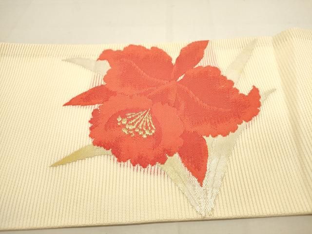 平和屋2□夏物 絽塩瀬 九寸名古屋帯 作家物 ろうけつ染め 草花 逸品