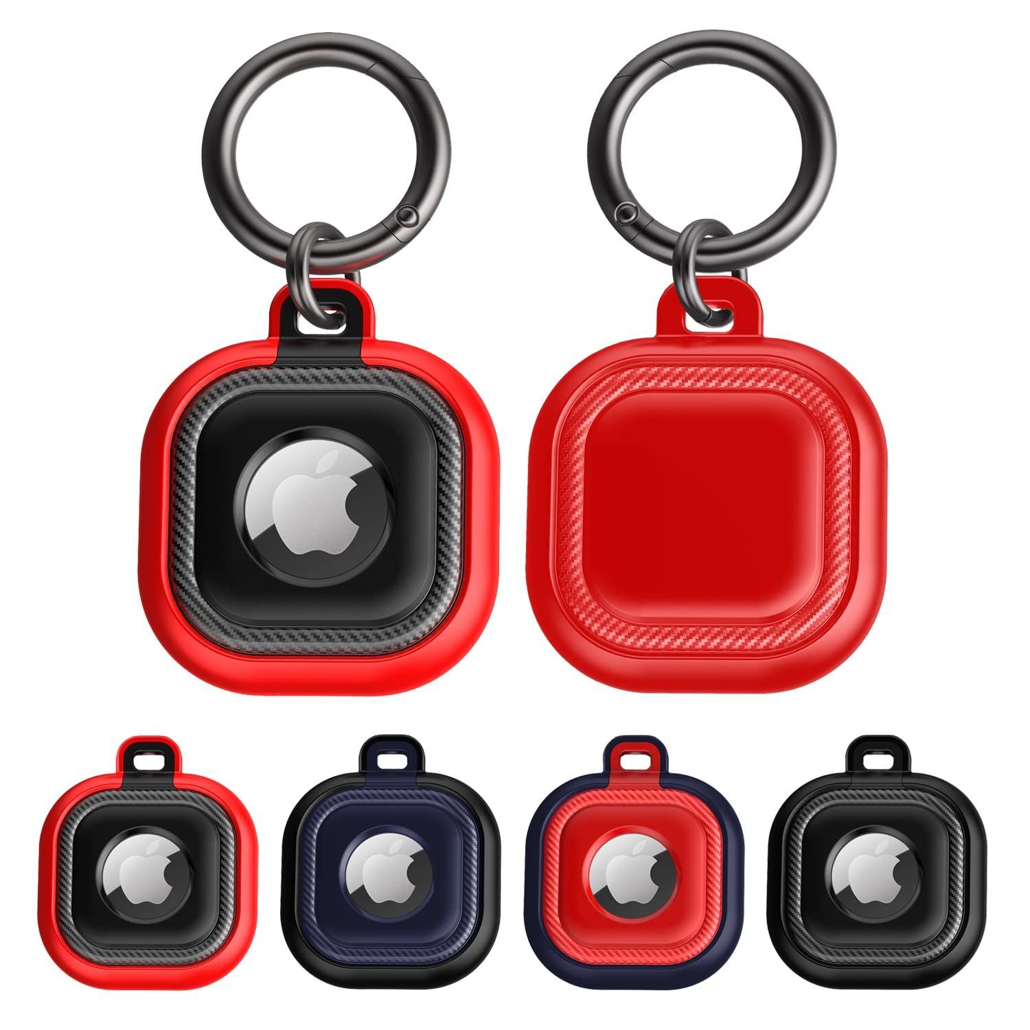 【在庫セール】CM Tech AirTag ケース キーホルダー TPU+PC材質 耐衝撃 薄型 軽量 防水 コンパクト 紛失防止 キーチェーンタグ キーリング カラビナ付き 全面保護 ...