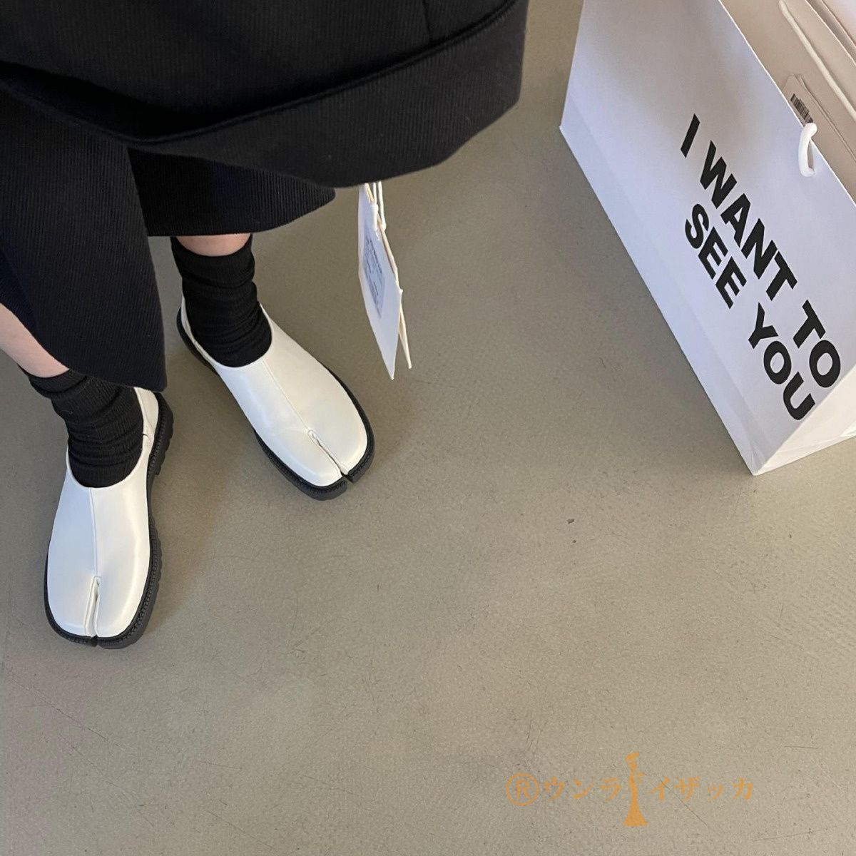 スプリットトゥ 足袋シューズ フラット ぺたんこ パンプス スリッポン