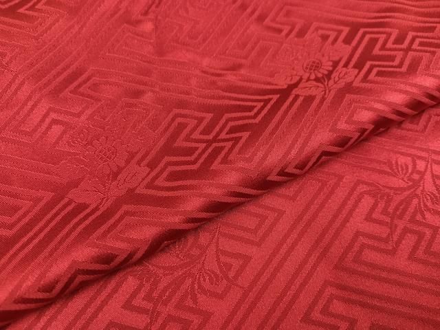 平和屋着物○豪華振袖 紗綾形花地紋 色無地 紅海老茶色 正絹