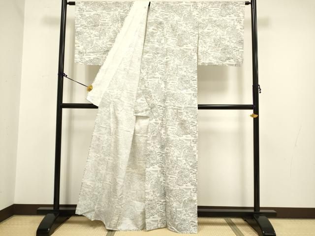 平和屋着物＊夏物 小紋 絽 大小あられ 洗える着物 未使用 CAAW9873gh