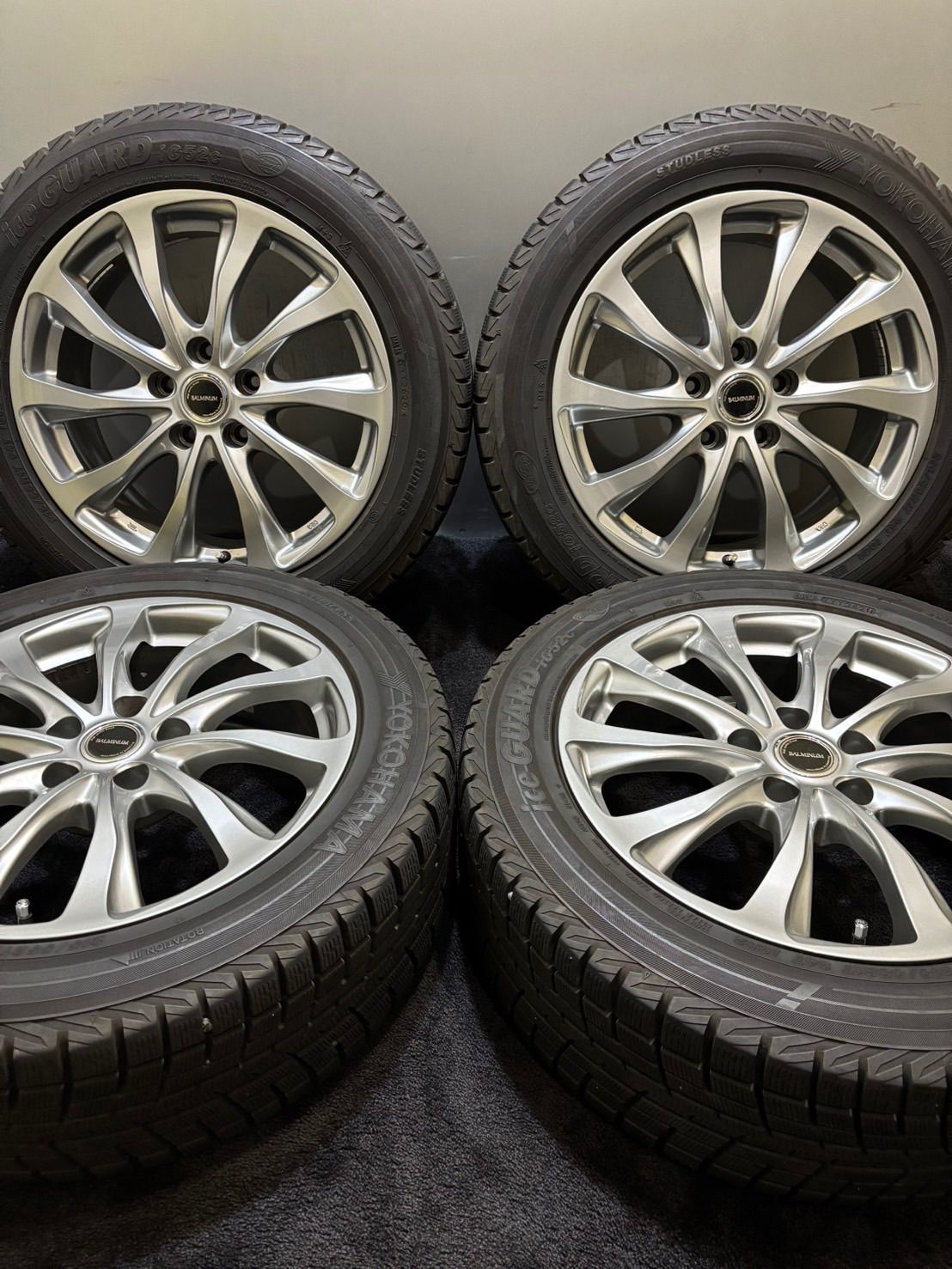 ★215/55R17 YOKOHAMA/ice GUARD iG52c 20年製 BALMINUM 17インチ 7J +38 114.3 5H スタッドレス 4本 クラウン マークX (南5 ...