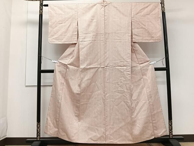 平和屋着物▽上質な紬 単衣 縞 正絹 逸品 CAAV9473ze