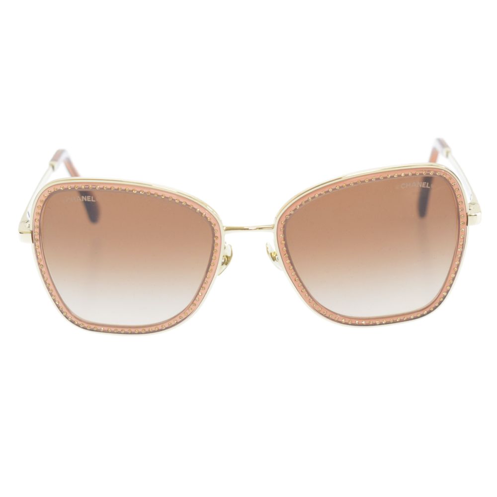 CHANEL (シャネル) スクエア シェイプ アイウェア メタル & ストラス サングラス 4277B ゴールド/ブラウン - メルカリ