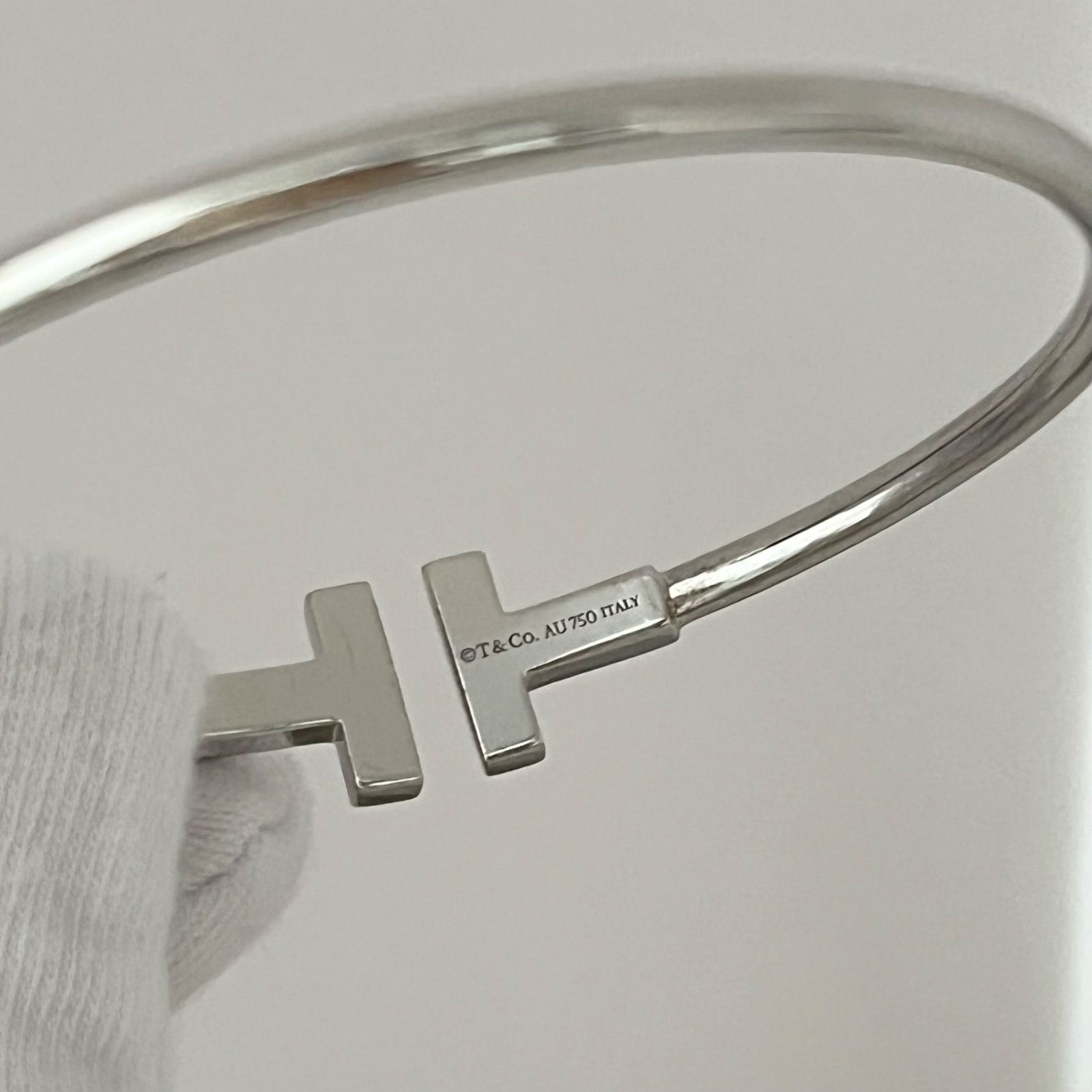 Tiffany&Co. ティファニー Tワイヤー ブレスレット ミディアム 60010734 750WG ＃S ブランドジュエリー ...