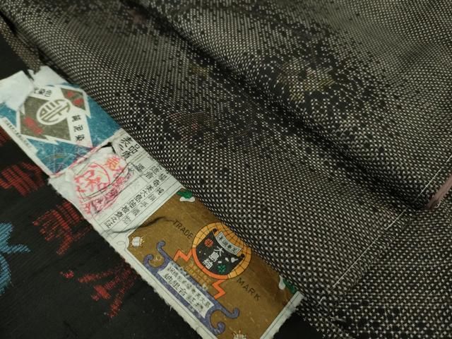 平和屋着物□極上 本場大島紬 7マルキ 古代染色純泥染 草花文 水間輝利