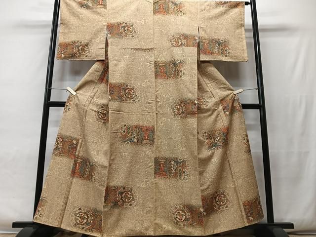 平和屋着物□上質な紬 更紗花文 黒地 正絹 逸品 CAAV8337xe