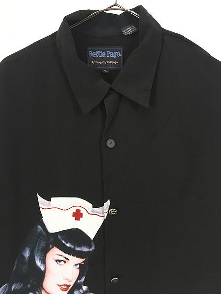 古着 00s Bettie Page ベティ ペイジ モデル ナース フォト 開襟