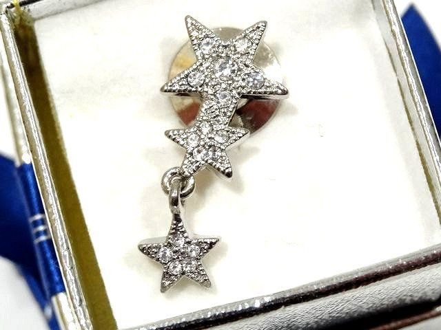 3F 美品 ヴァンドーム青山 非売品 ノベルティ ピンブローチ シルバー系 クリアストーン スター 星形 星 VENDOME AOYAMA ...