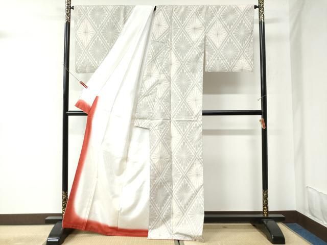 平和屋着物●本場大島紬　白大島　7マルキ　花菱文　正絹　逸品　CAAU2919yc 平和屋着物○本場大島紬 白大島 7マルキ 花菱文 正絹 逸品 CAAU2919yc