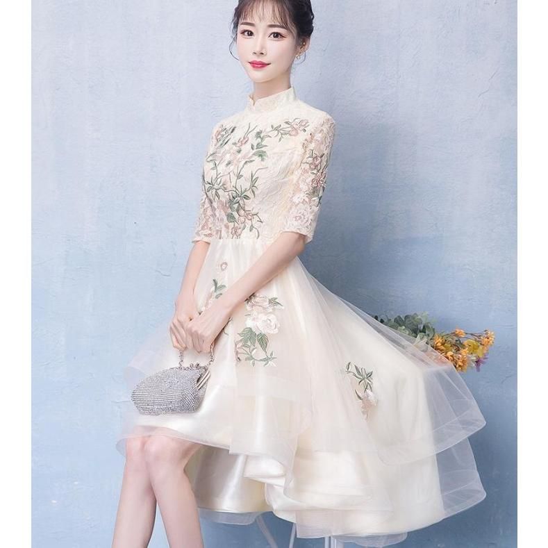 在庫一掃 パーティードレス 結婚式 ドレス 袖あり ロングドレス 演奏会