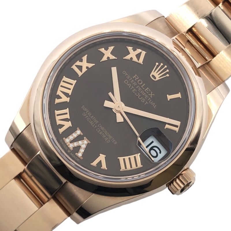 ロレックス ROLEX デイトジャスト31 VⅠダイヤローマ チョコ 278245 ピンクゴールド K18PG 自動巻き レディース 腕時計 ...
