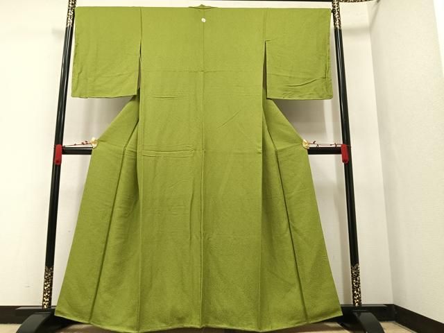 平和屋着物▽色無地 単衣 草花地紋 秘色色 洗える着物 AAAW7784fy