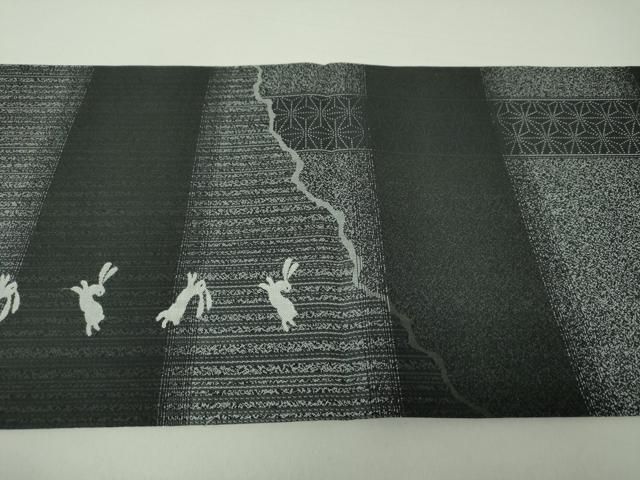 平和屋着物○双方向 両面全通柄袋帯 変わり間道 金通し地 正絹 逸品