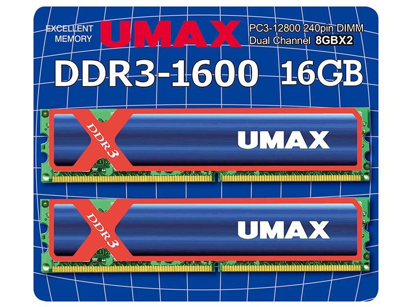 【新品・2営業日で発送】UMAX デスクトップPC用メモリー UDIMM DDR3-1600 16GB(8GB×2) H／S(UM-DDR3D ...