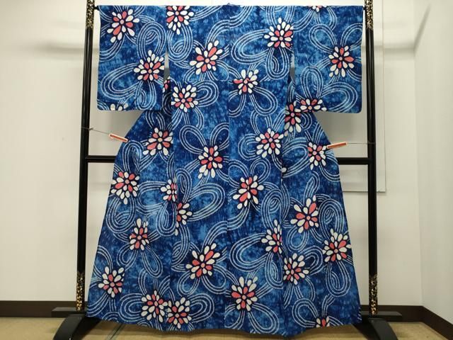 平和屋着物∴夏物 浴衣 有松鳴海絞り 花繋ぎ 綿 逸品 DAAV7332cd