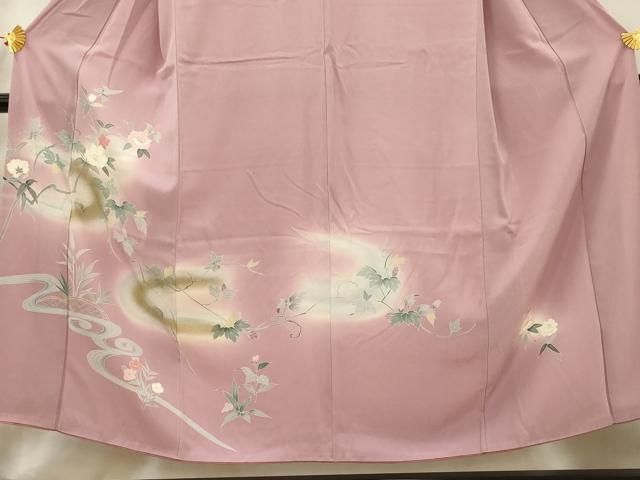 平和屋着物○訪問着 友禅 草花文 暈し染め 金彩 正絹 逸品 AAAT3026np