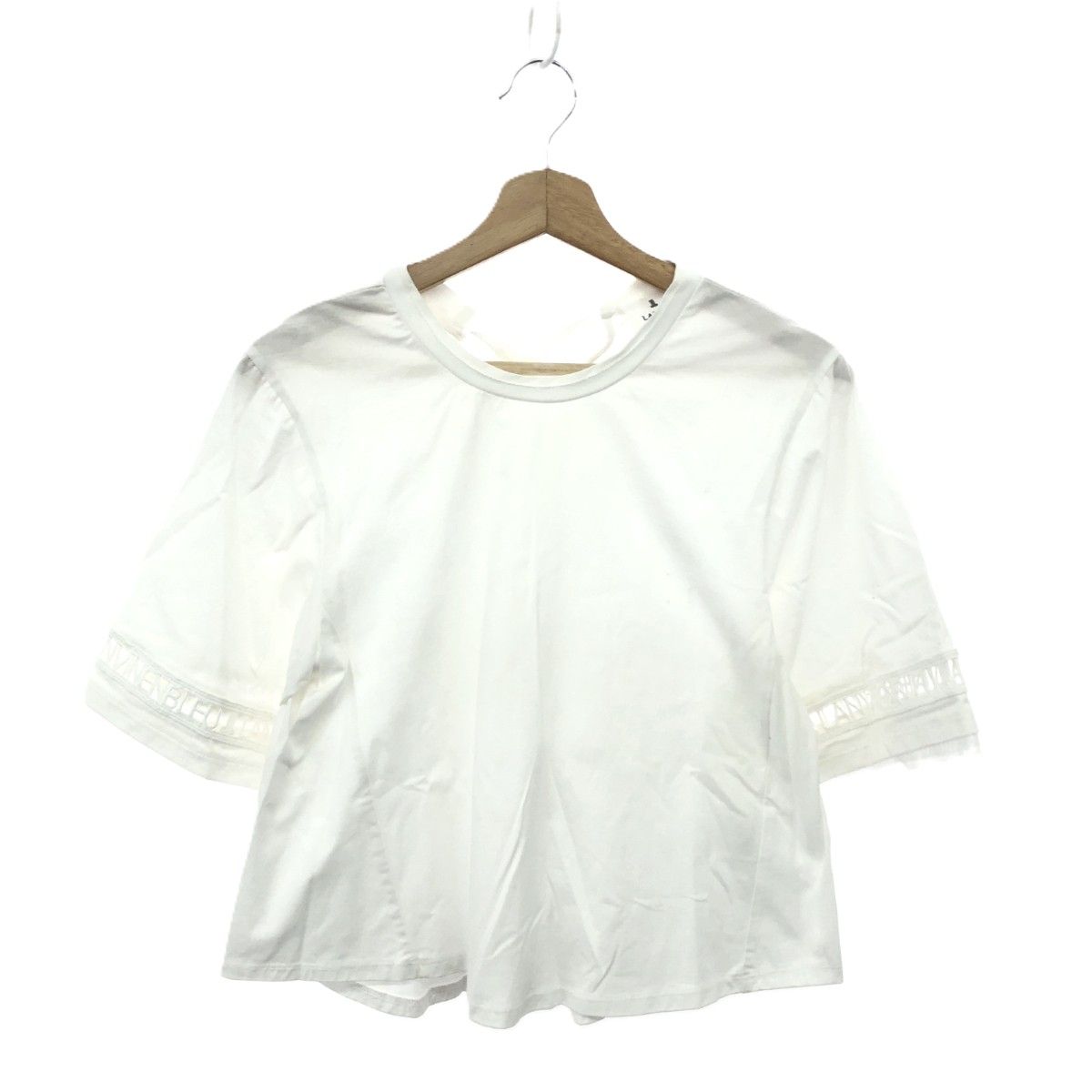 LANVIN en Bleu ランバンオンブルー ロゴテープTシャツ サイズ:38 カットソー/バックリボン 3236718/2022SS ...