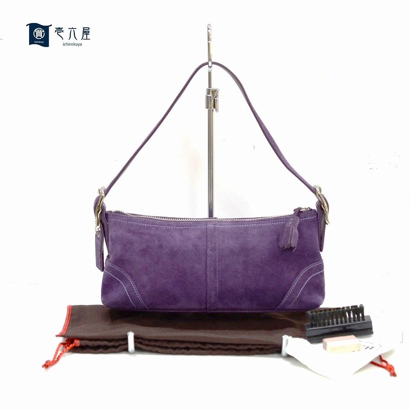 COACH コーチ ワンショルダー バッグ スエード レザー パープル E05S 8A73 レディース 肩掛けカバン 【中古】 JA-17591 - 壱六屋 - メルカリ