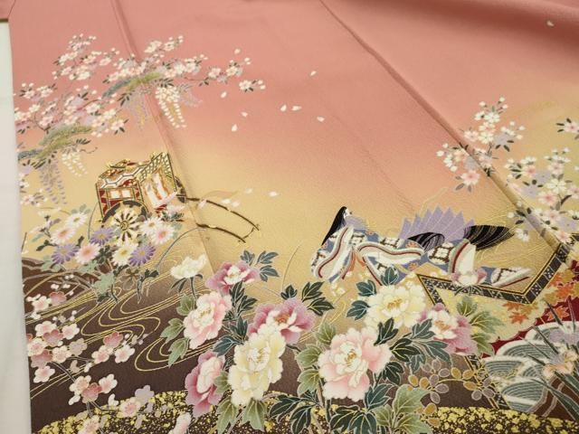 平和屋着物○訪問着 友禅 作家物 風景草花文 暈し染め 正絹