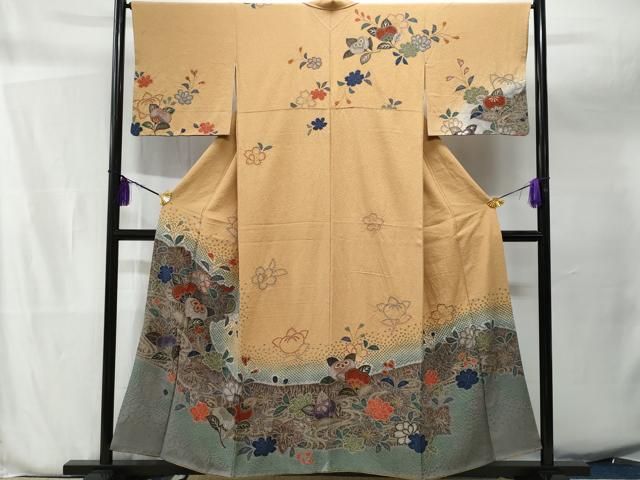 平和屋着物□訪問着 霞取り花籠文 暈し染め 金彩 正絹