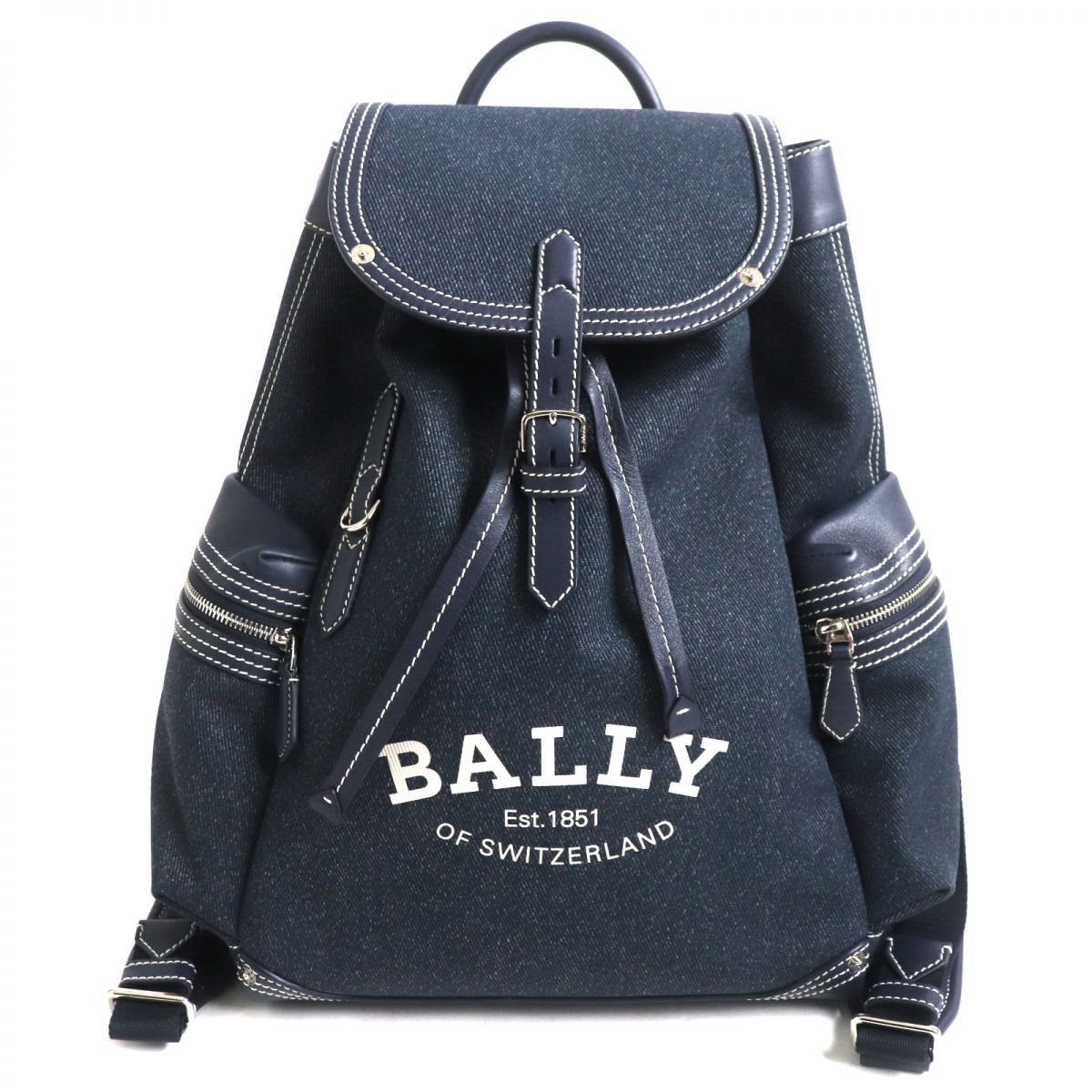 未使用品 BALLY バリー CLIFORD SM NA デニムキャンバス×レザー ロゴプリント 巾着式 バックパック/リュックサック ネイビー メンズ - 衣類＆リサイクル GREEN ...