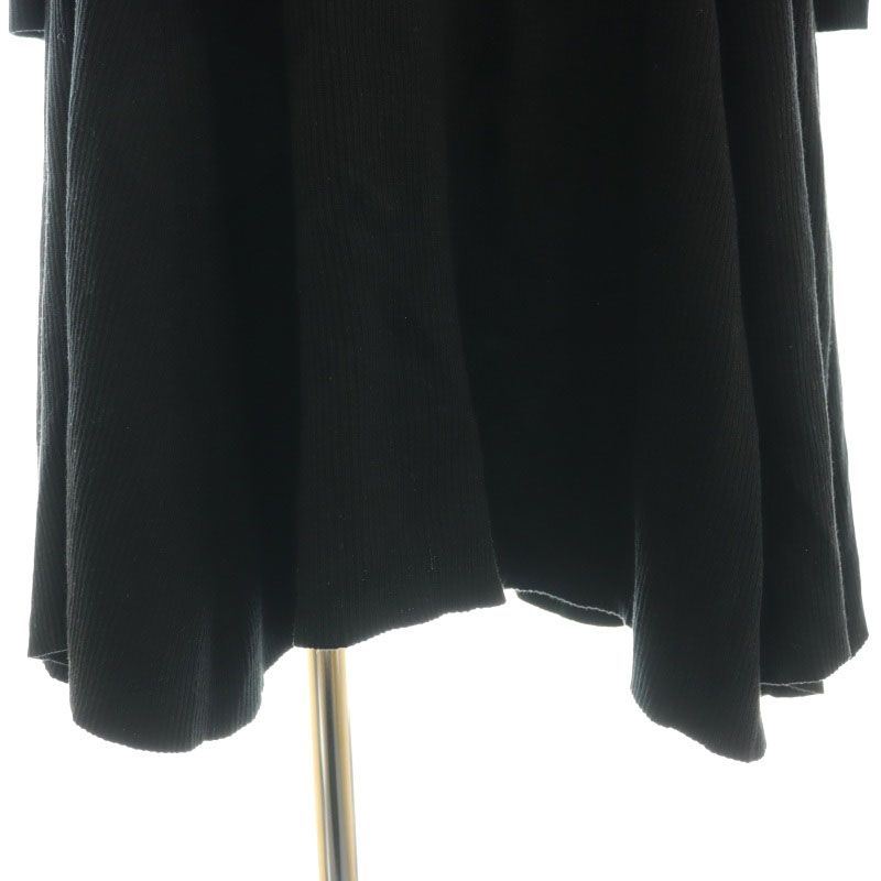 【中古】アディアム ADEAM レザーストラップ ニット ワンピース 膝丈 長袖 S ブラック /ES ■OS レディース アディアム ADEAM レザーストラップ ニット ワンピース 膝丈 長袖 S