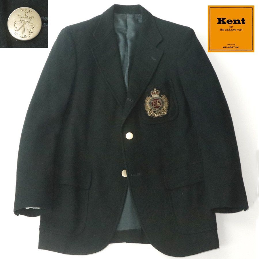 【70年代 珍品】美品 VAN JAC ヴァンヂャケット KENT ケント 金モールエンブレム フランネルウール 金釦 3B段返り ブレザージャケット 緑 S - メルカリ