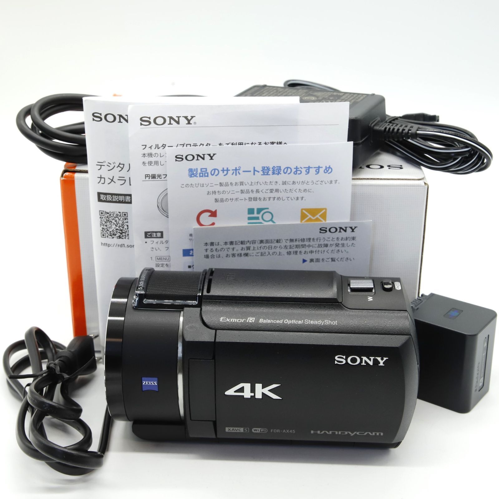 ほぼ新品 SONY(ソニー) 4K ビデオカメラ Handycam FDR-AX45A(2022年モデル) ブラック 内蔵メモリー64GB 光学ズーム20倍 空間光学手ブレ補正 FDR ...