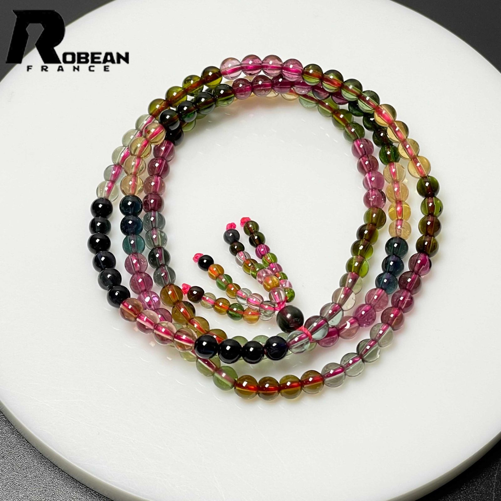 綺麗 EU製 定価66万円★ROBEAN・ウォーターメロントルマリン★3本巻きブレスレット パワーストーン 天然石 綺麗 プレゼント 約4-4 ...