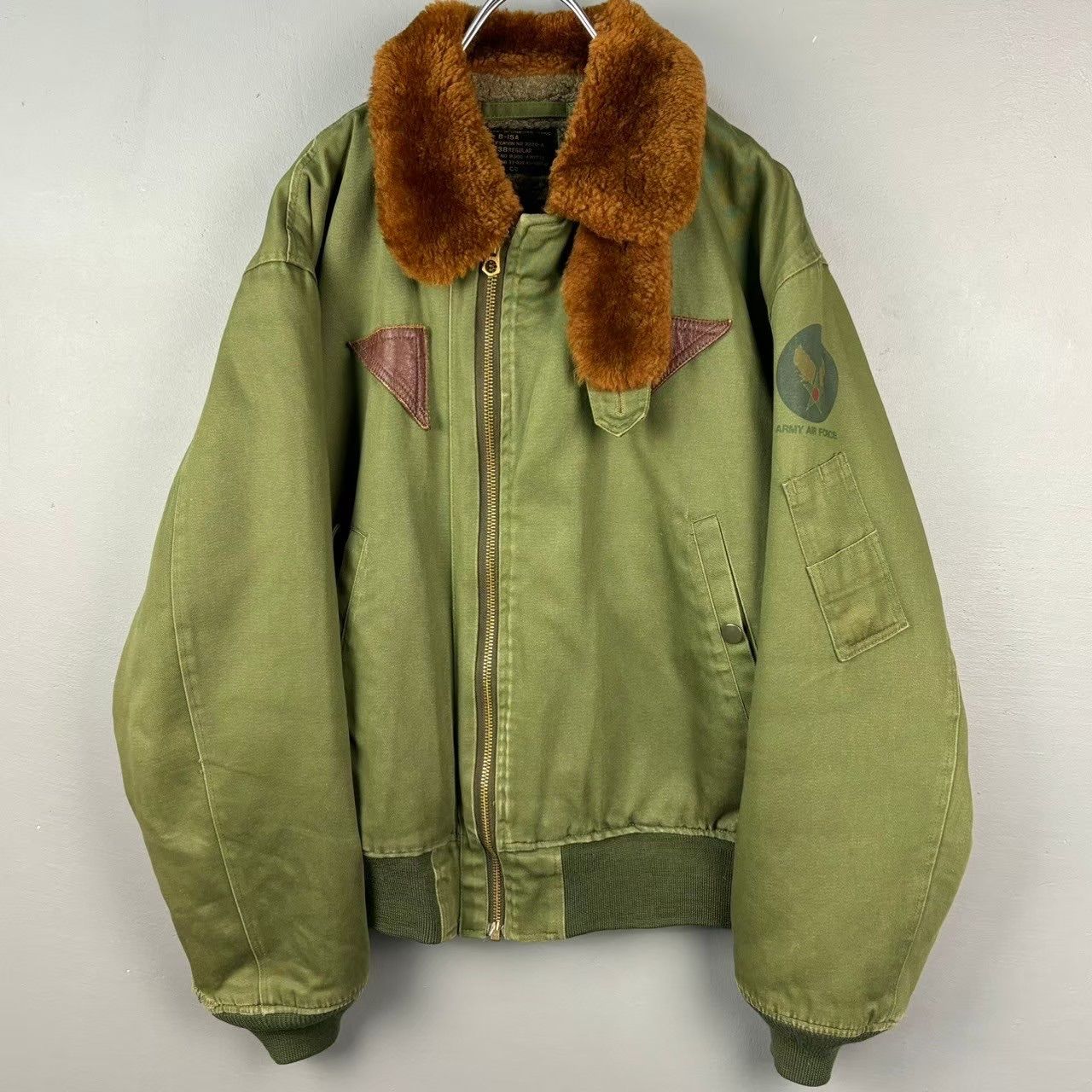 N.S. TYPE B-15A ARMY AIR FORCE フライト ミリタリー ジャケット ブルゾン ジップアップ カーキ メンズ ...