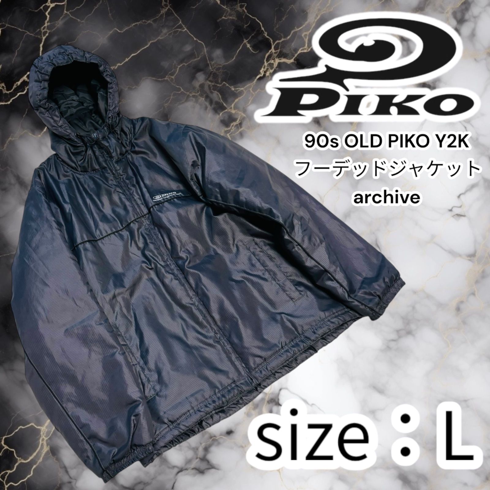 OLD PIKO オールド ピコ 00s 90s y2k archive ナイロンジャケット 中綿ジャケット フーデッド中綿ジャケット サイズ L ロゴ刺繍 あいみょん 菅田将暉 - メルカリ