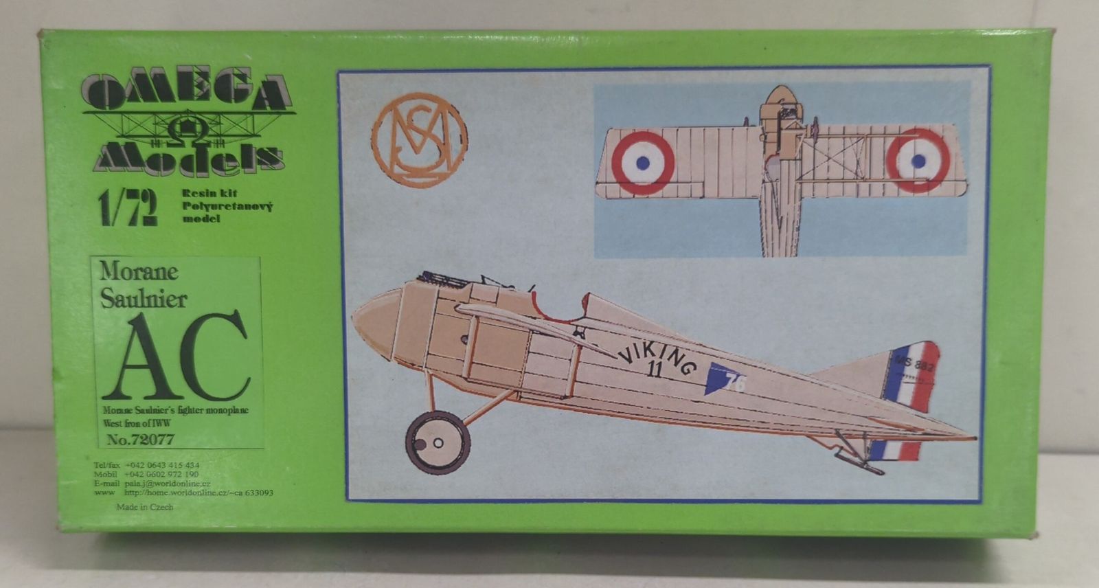 OMEGA Models 1/72Resin Kit MADE IN CZECH REPUBLIC Morane Saulnier AC ...