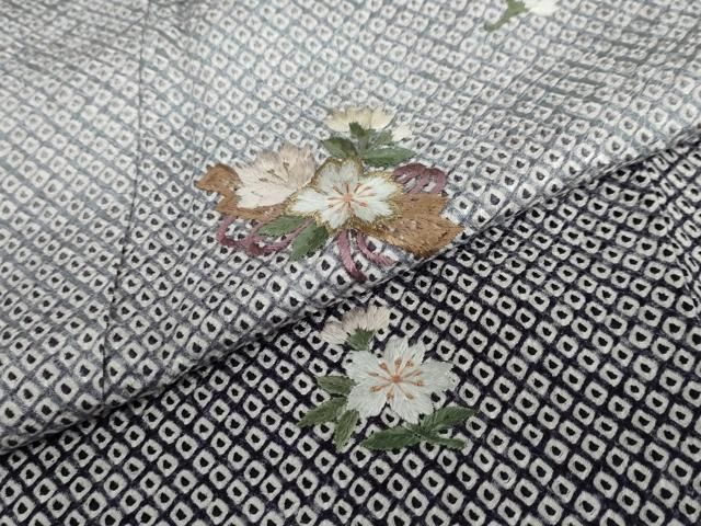 平和屋着物●豪華色留袖　総絞り　刺繍　舞花文　暈し染め　金糸　正絹　逸品　DAAV4840ud 平和屋着物○豪華色留袖 総絞り 刺繍 舞花文 暈し染め 金糸 正絹 逸品