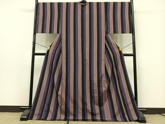 平和屋着物▽上質なお召 単衣 菱文 正絹 逸品 CAAV9461ze