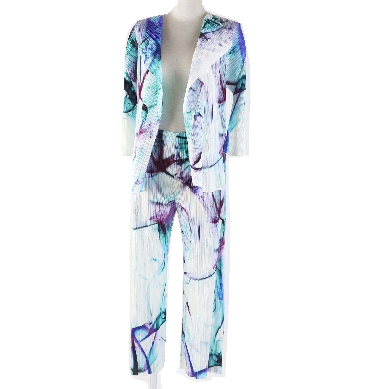 極美品 PLEATS PLEASE プリーツプリーズ イッセイミヤケ PP41-J0666 PP41-JF662 水彩柄 セットアップ ...