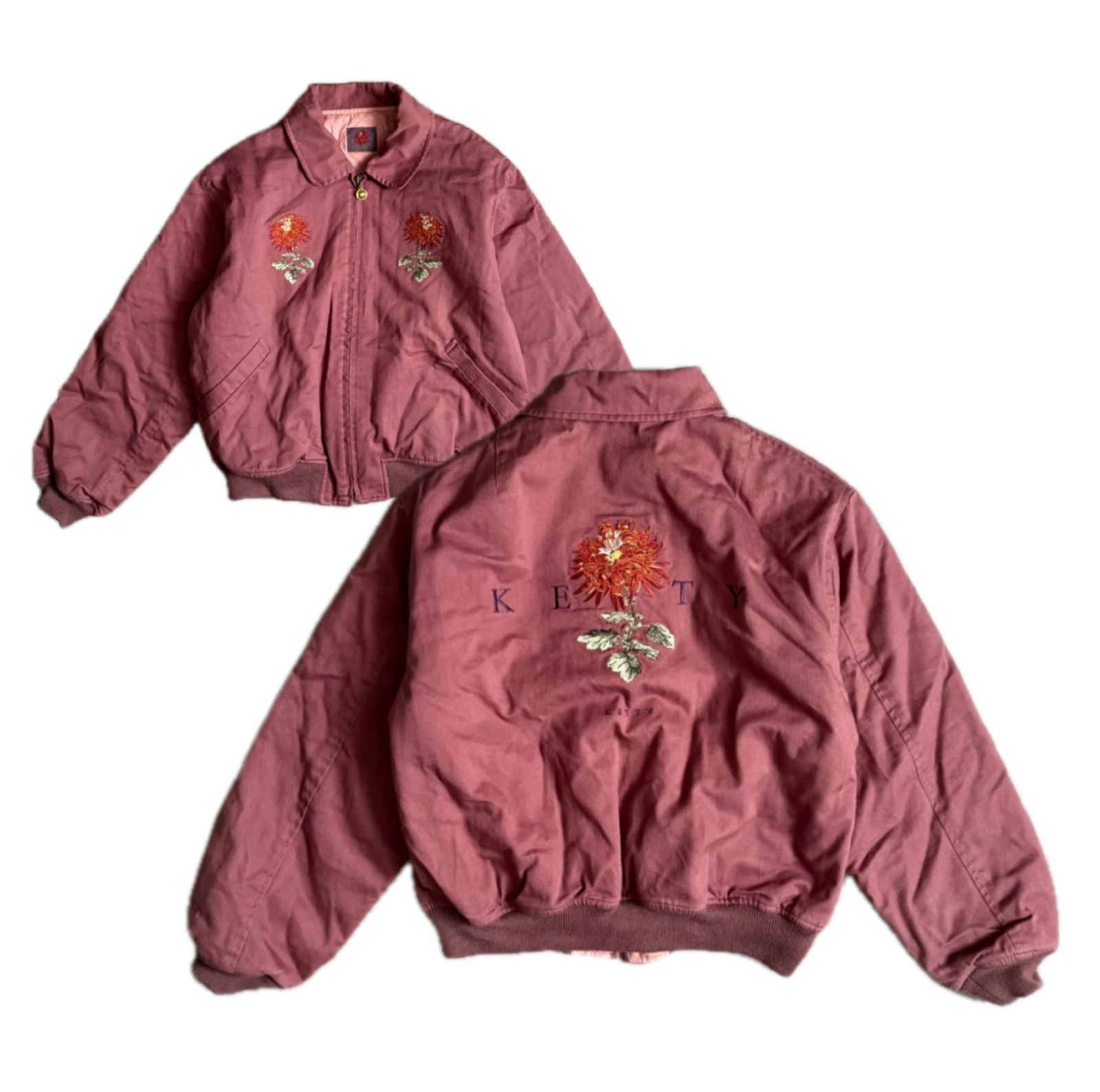90sヴィンテージ KETTY ケティ フラワー刺繍 ブルゾンジャケット ジャンバー 菊 ダリア オリーブ少女 くすみカラー 昭和レトロ ファンシー - メルカリ