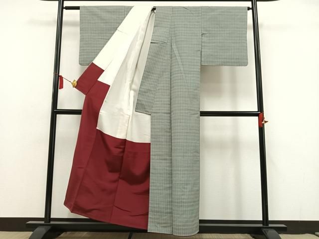 平和屋着物○上質な紬 格子 正絹 逸品 AAAY1703np