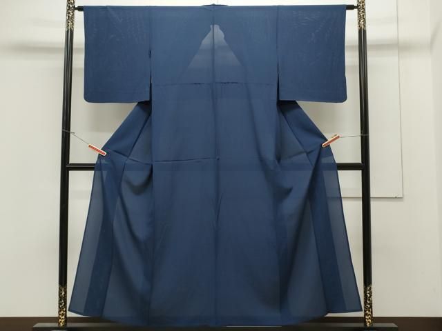 平和屋着物＊夏物 色無地 草花紋絽 留紺色 正絹 逸品 CAAU8890gh