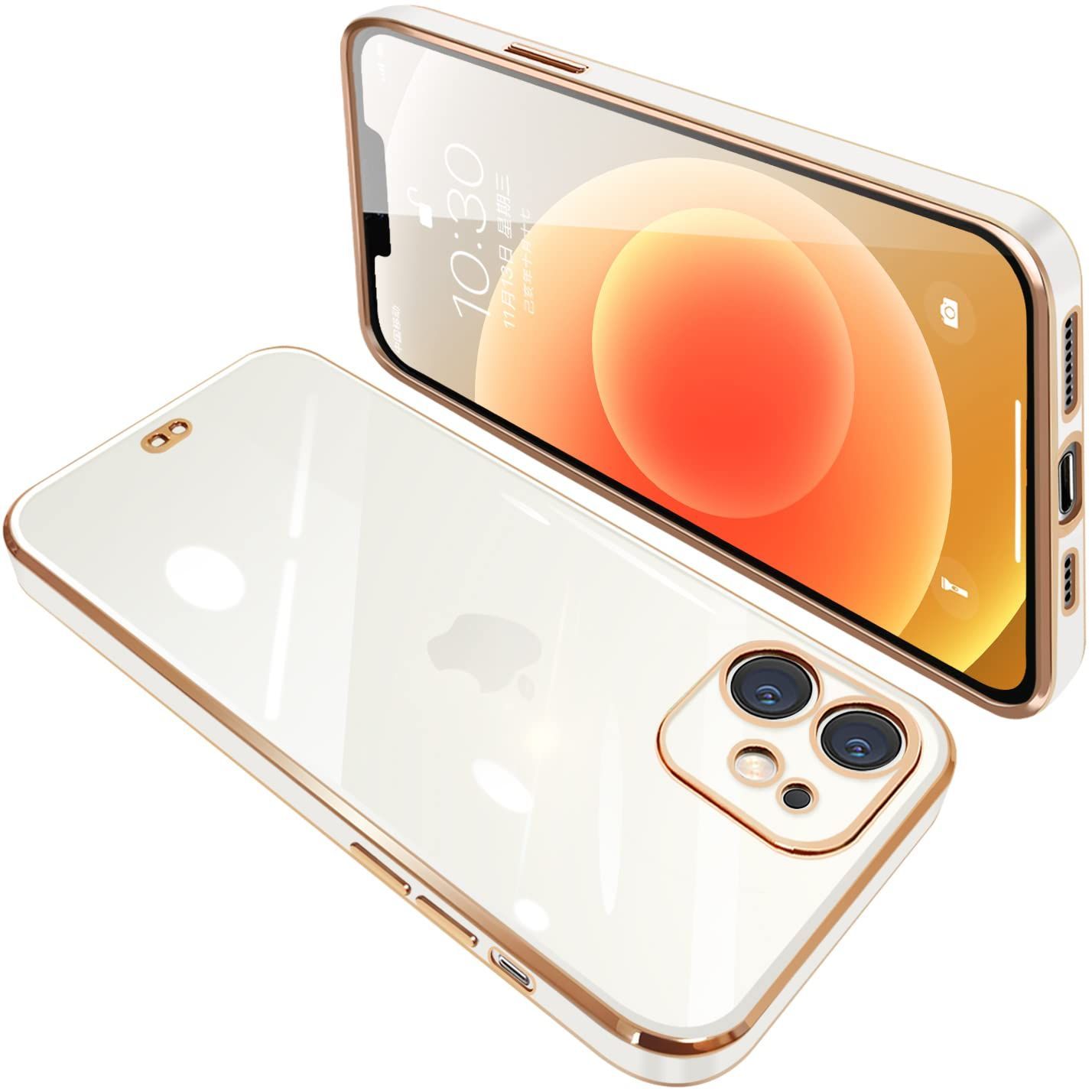 【在庫処分】iPhone12 mini ケース クリア 透明 アイフォン12mini カバー スマホケース 全面保護 耐衝撃 TPU メッキ加工 シリコン スリム 薄型 ストラップホール付き ...