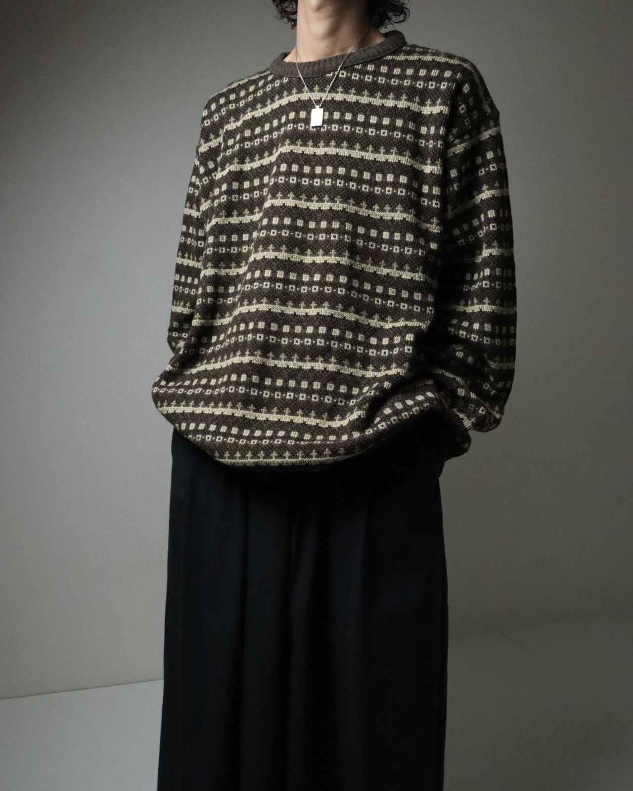atomic pattern oversized chunky knit sweater アトミック柄 幾何学 オーバーサイズ チャンキー ...
