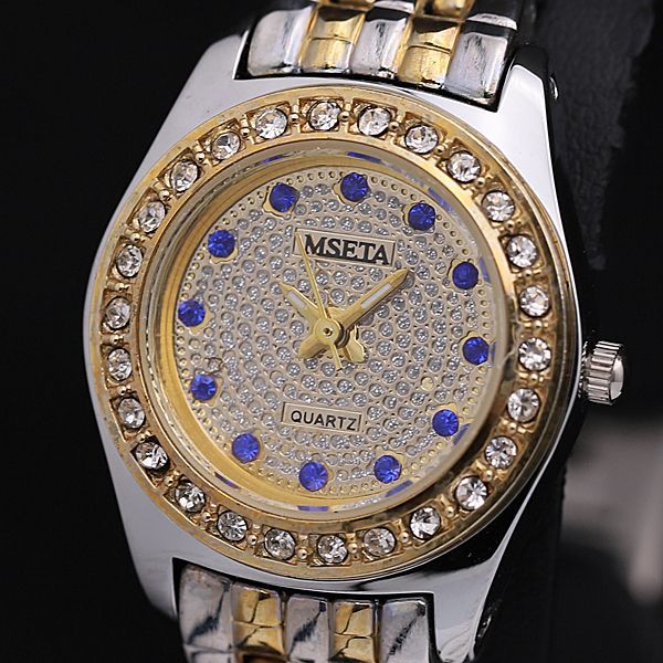 美品 オン ライスフィールド MSETA ブルースター 8148L 石付き シルバー文字盤 QZ レディース腕時計 NSY 2000000 ...