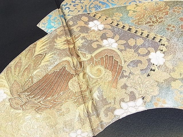 平和屋着物▽豪華黒留袖 名所風景文 暈し染 金銀彩 正絹 逸品