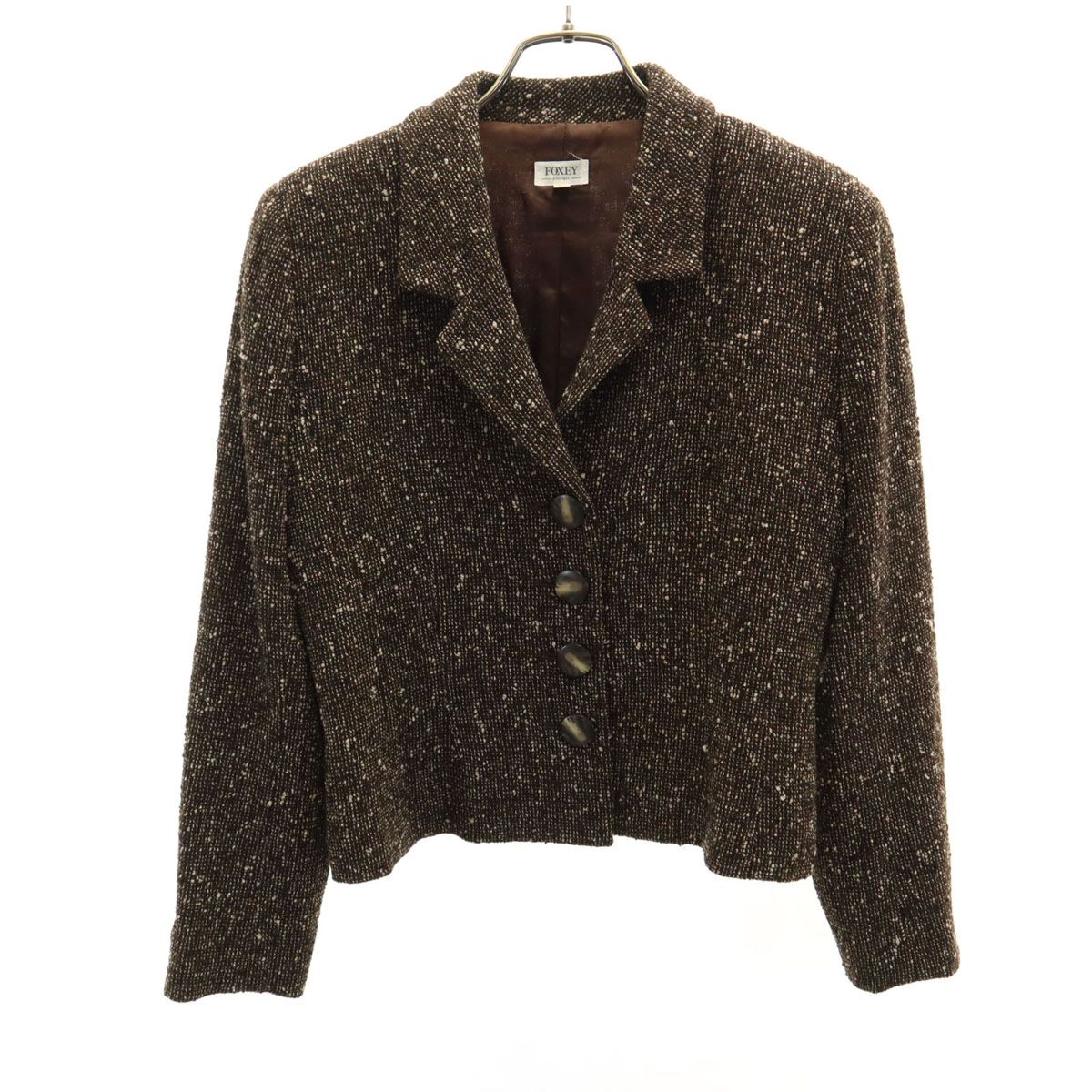 FOXEY フォクシー 日本製 ウールブレンド ショート丈 テーラードジャケット 40 ブラウン系 レディース 古着 - メルカリ