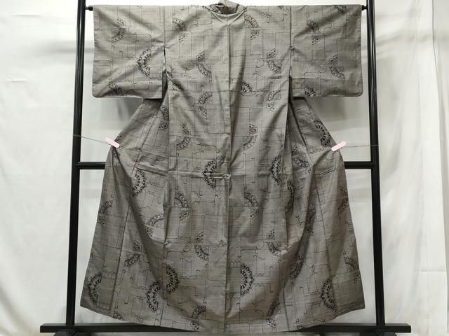 平和屋着物▽本場大島紬 薩摩結城 単衣 花唐草文 正絹 逸品 CAAV9471ze