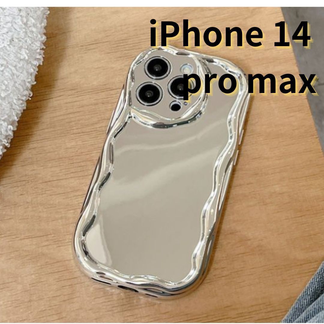【SHOPS M】iPhone14 pro max スマホケース なみなみ 鏡 シルバー ミラー おしゃれ かわいい E037 - メルカリ