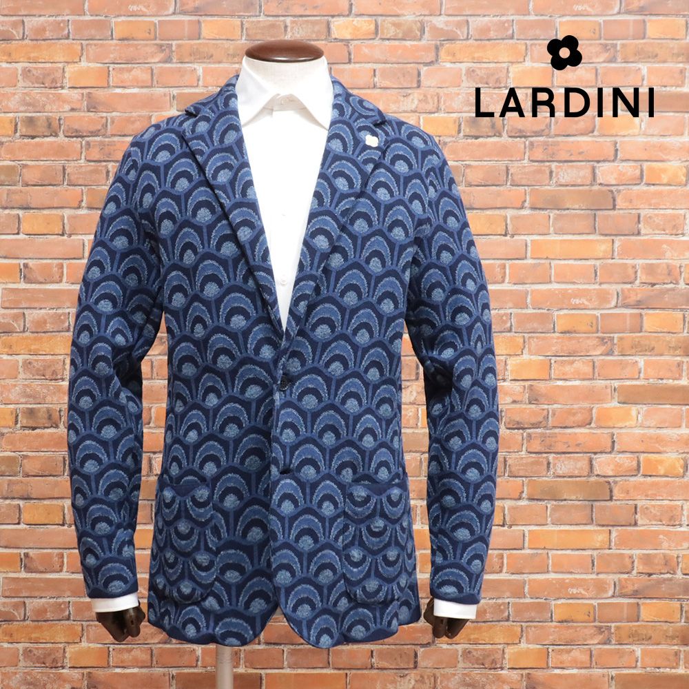 春夏/LARDINI/Mサイズ/楽ちん ジャケット EILJM22 EI54011 麻混サマーニット モダン柄 イタリア製 新品/青×紺/kd102/ - メルカリ