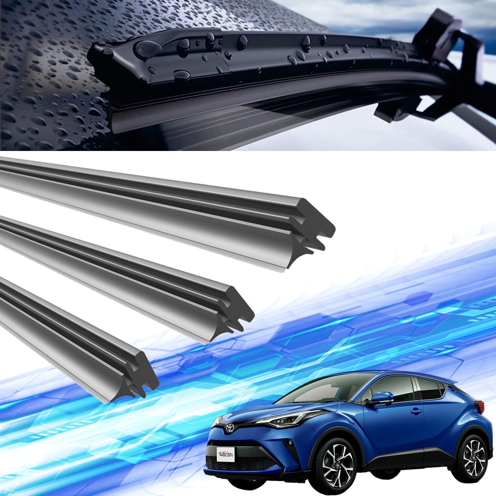 C-HR ワイパー 替えゴム 適合サイズ 純正互換品 ZYX10 NGX50 H28.12~H30.4(2016.12~2018.4) 運転席 助手席 リア 3本セット WeCar - メルカリ