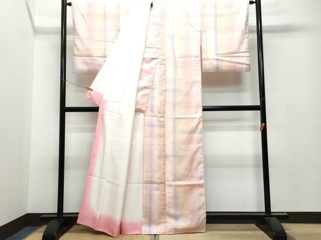 平和屋着物○紅花紬 米沢 横縞 正絹 逸品 DAAS3978ps